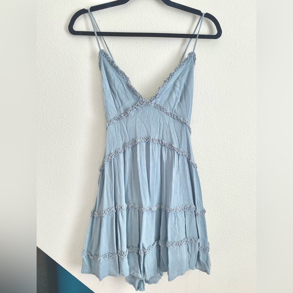 Free People | Dresses | Free People Light Blue Flowy Mini Dress | Poshmark